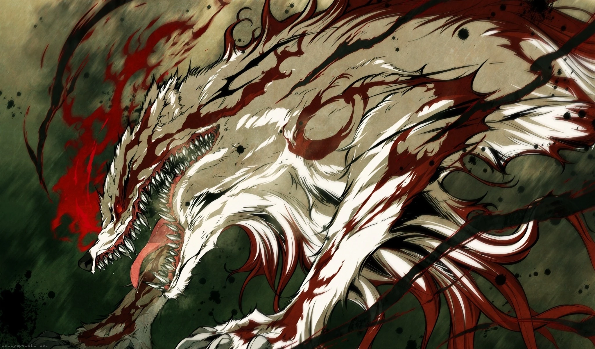 Bloody Anime Wolf Wallpaper