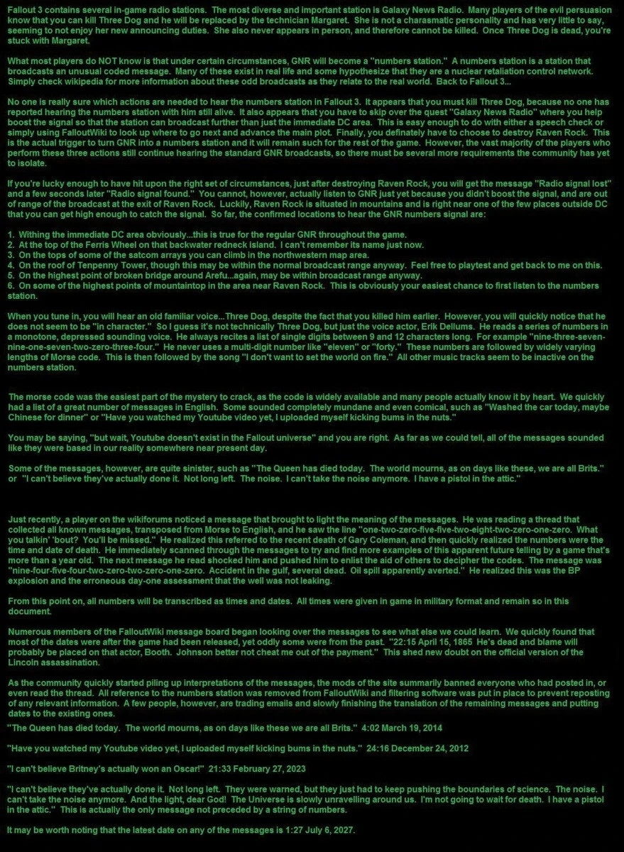 Numbers Station | Fallout Myths Wiki | Fandom