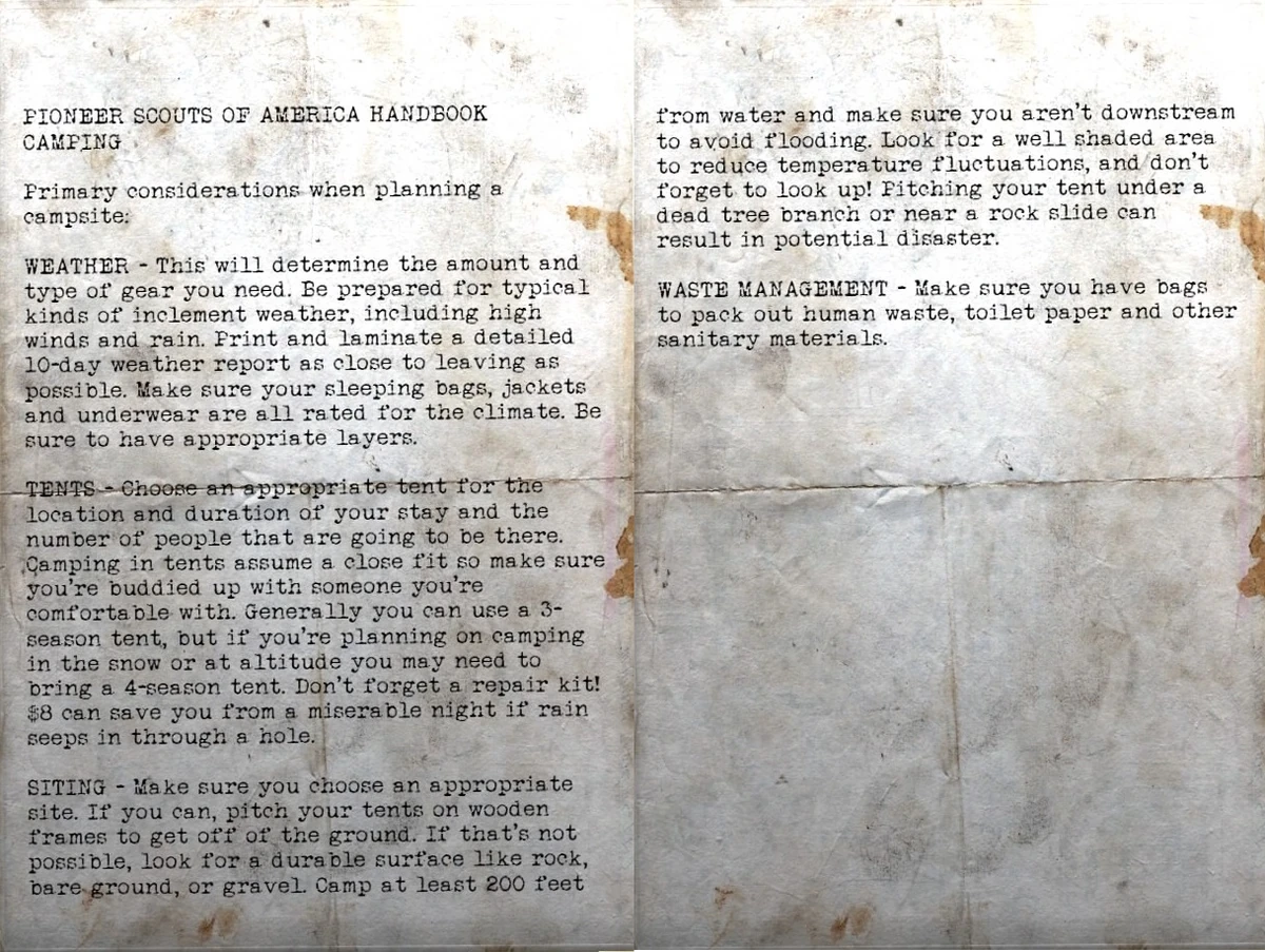 PIONEERBOOK: Camping | Fallout Wiki | Fandom
