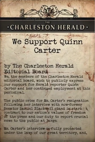 The Herald supports Quinn Carter | Fallout Wiki | Fandom