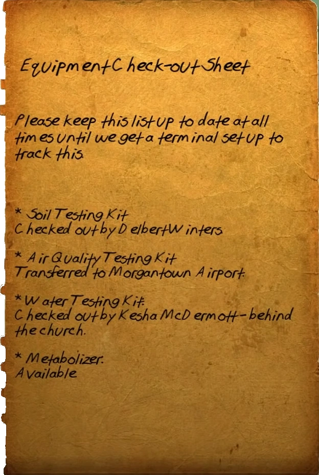 Equipment check-out sheet | Fallout Wiki | Fandom