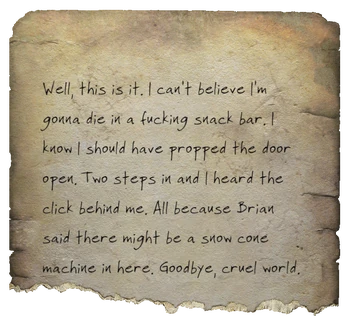 Snack bar note | Fallout Wiki | Fandom