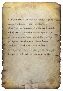 Keith's note | Fallout Wiki | Fandom