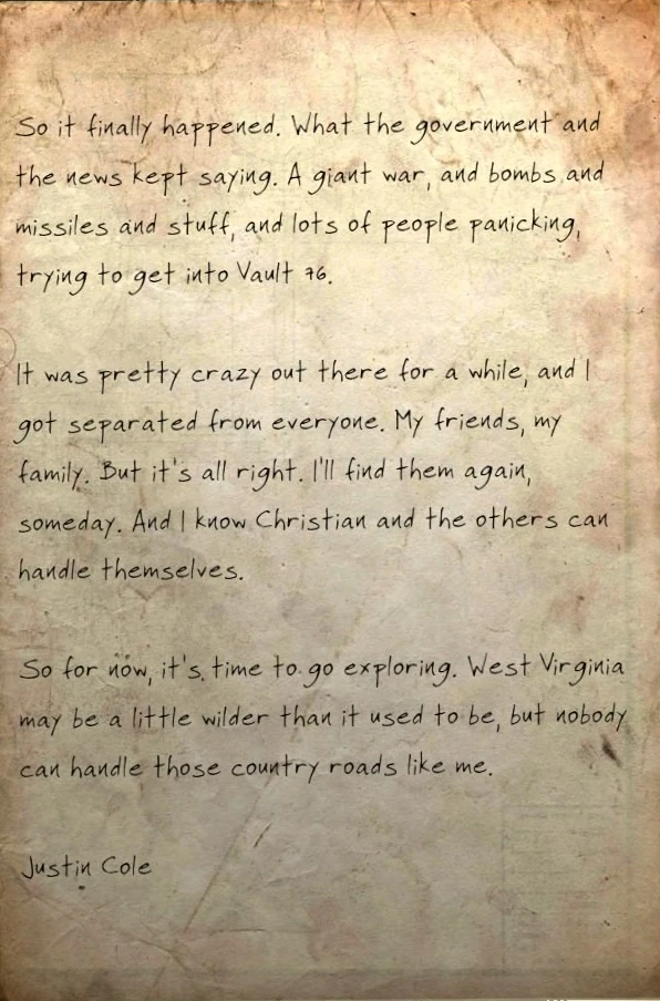 Justin's note | Fallout Wiki | Fandom