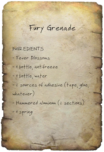 Fury grenade recipe | Fallout Wiki | Fandom