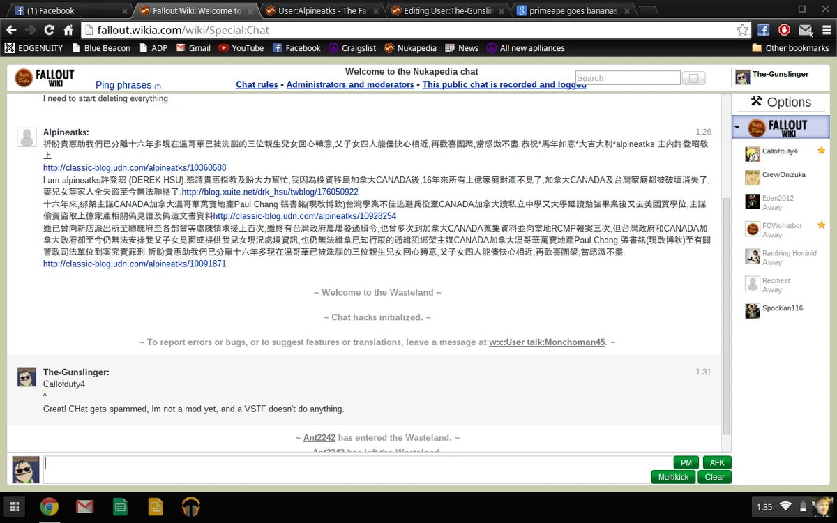 Forum:Chat Moderator Request - The-Gunslinger | Fallout Wiki | Fandom