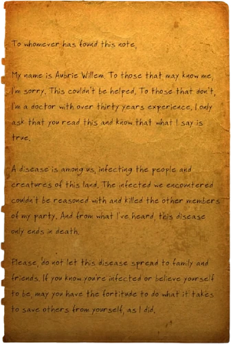 Aubrie's note | Fallout Wiki | Fandom
