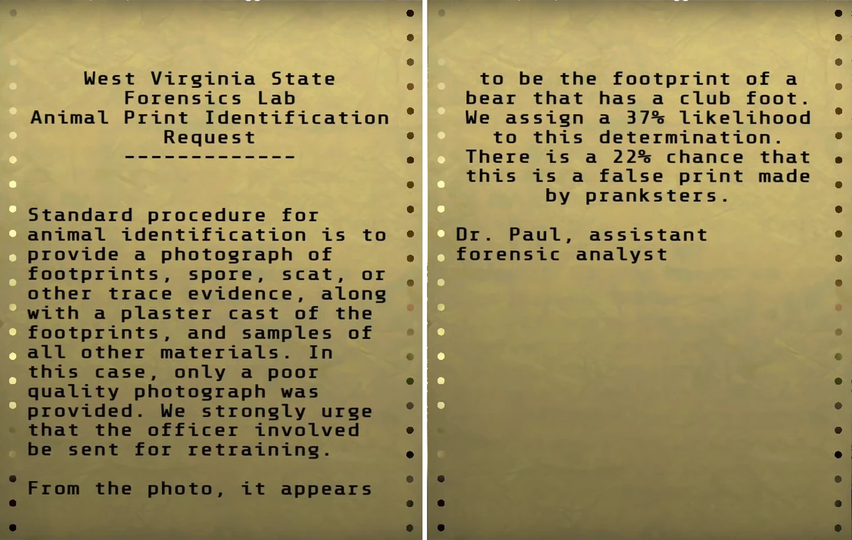 Forensics report | Fallout Wiki | Fandom