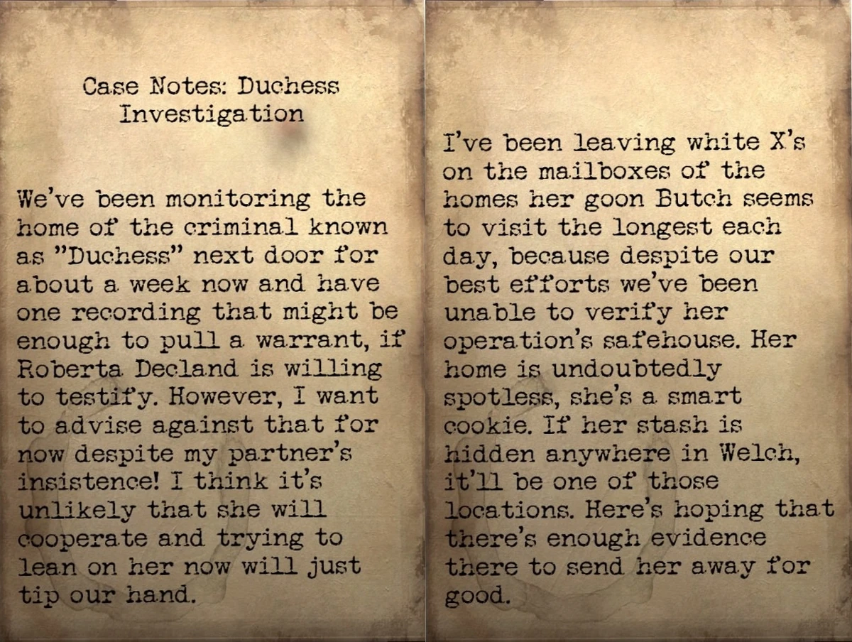 Case notes: Duchess | Fallout Wiki | Fandom