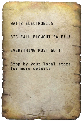 Wattz flyer | Fallout Wiki | Fandom