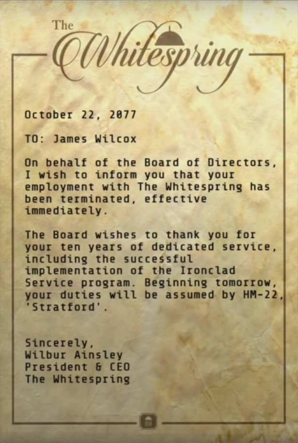 Termination notice | Fallout Wiki | Fandom