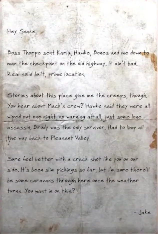 Jake's letter | Fallout Wiki | Fandom