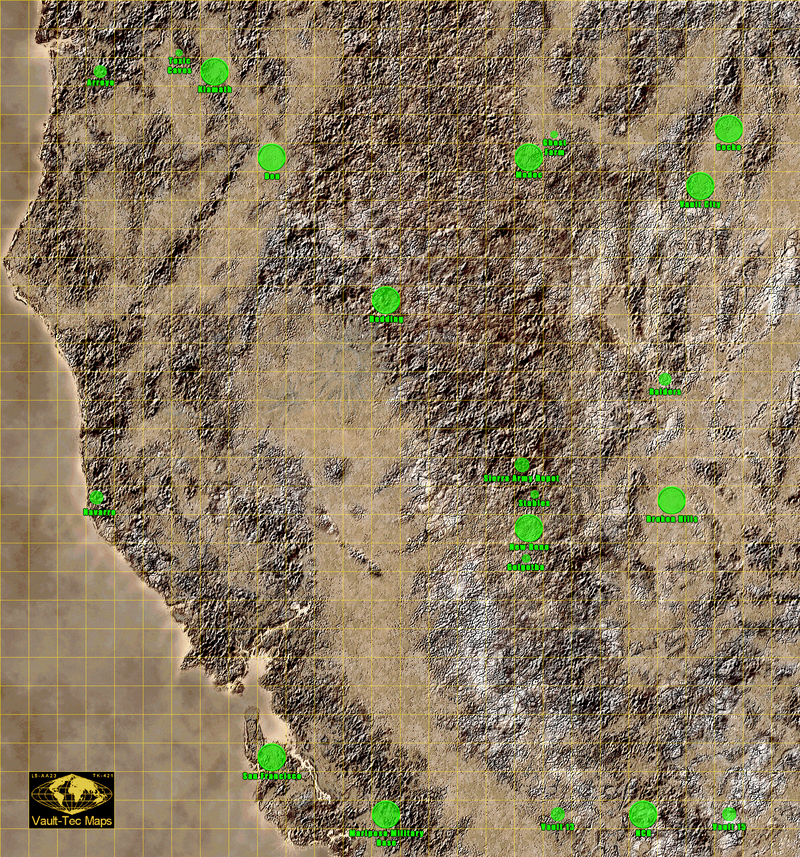 Fallout 2 map - The Vault Fallout Wiki - Everything you need to know ... Fallout 2 map - The Vault Fallout Wiki - Everything you need to know ...