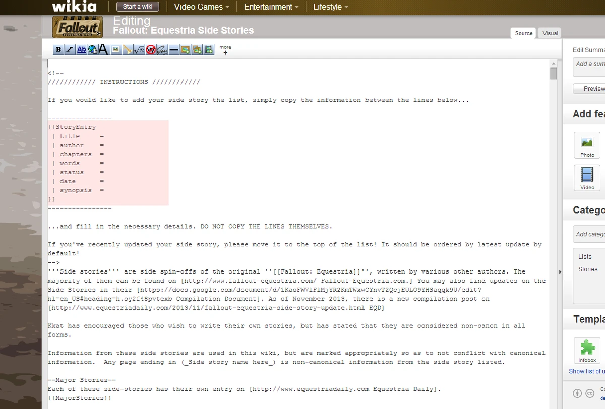 Side Stories/doc | Fallout: Equestria Wiki | Fandom