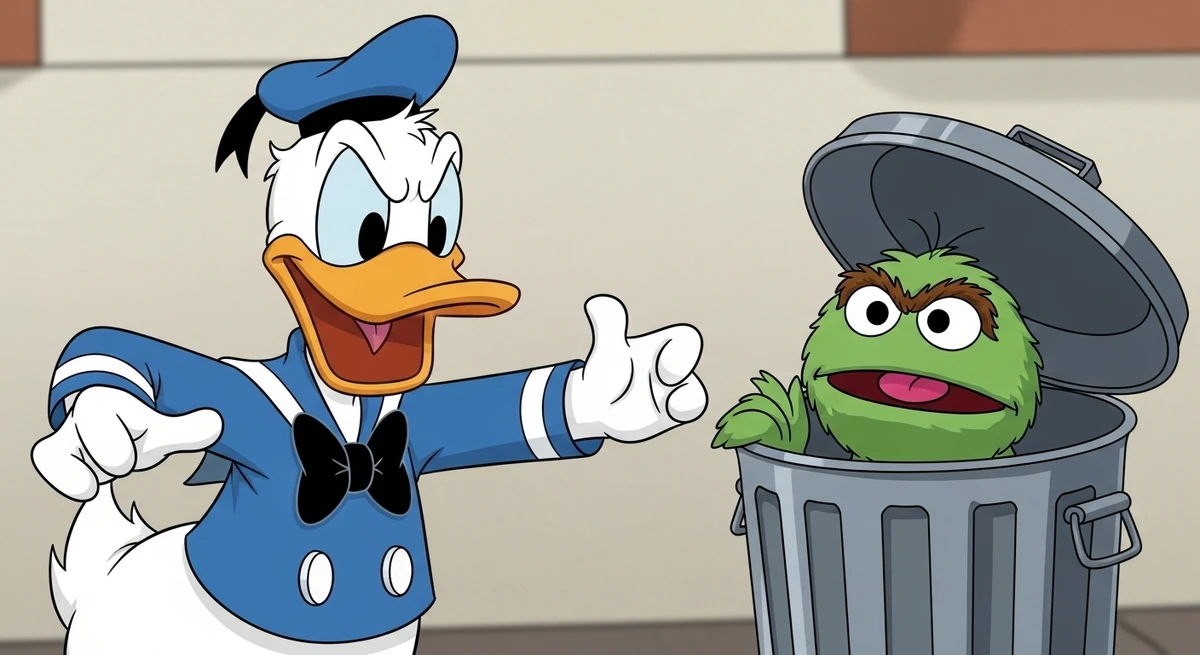Donald Duck screaming mad at Oscar the Grouch by MaxietheFox2005 ...