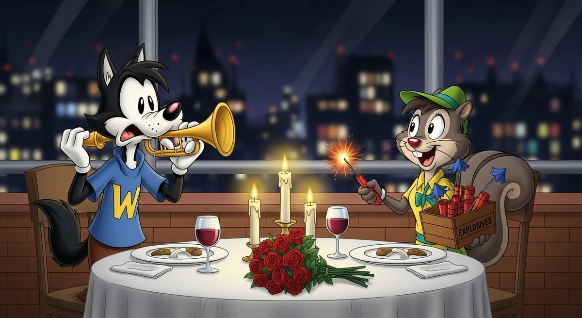 Slappy Squirrel and Walter Wolf dinner date by MaxietheFox2005 ...