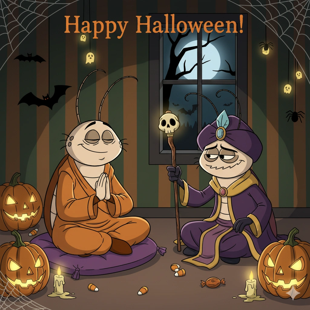 Rube Roach is prayer and meditation with Reg Roach (dressed as Guru) in ...