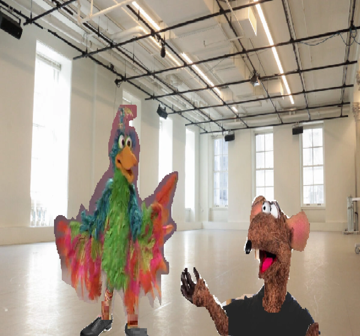 Fletcher Bird visits the Dance Studio with Rizzo the Rat (Muppet Wiki ...