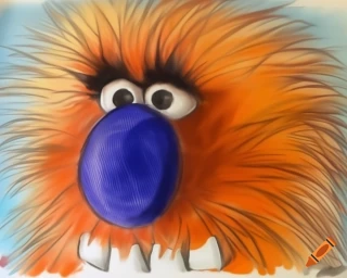 Orange Muppet named Argh painting in an art studio (AI stuff) | Fan art ...