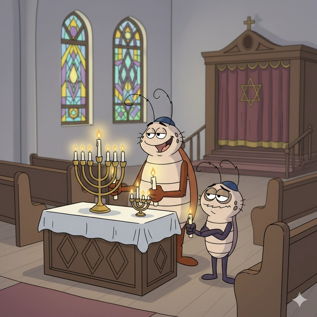 Rube Roach and Reg Roach are doing a shabbat candles at synagogue ...