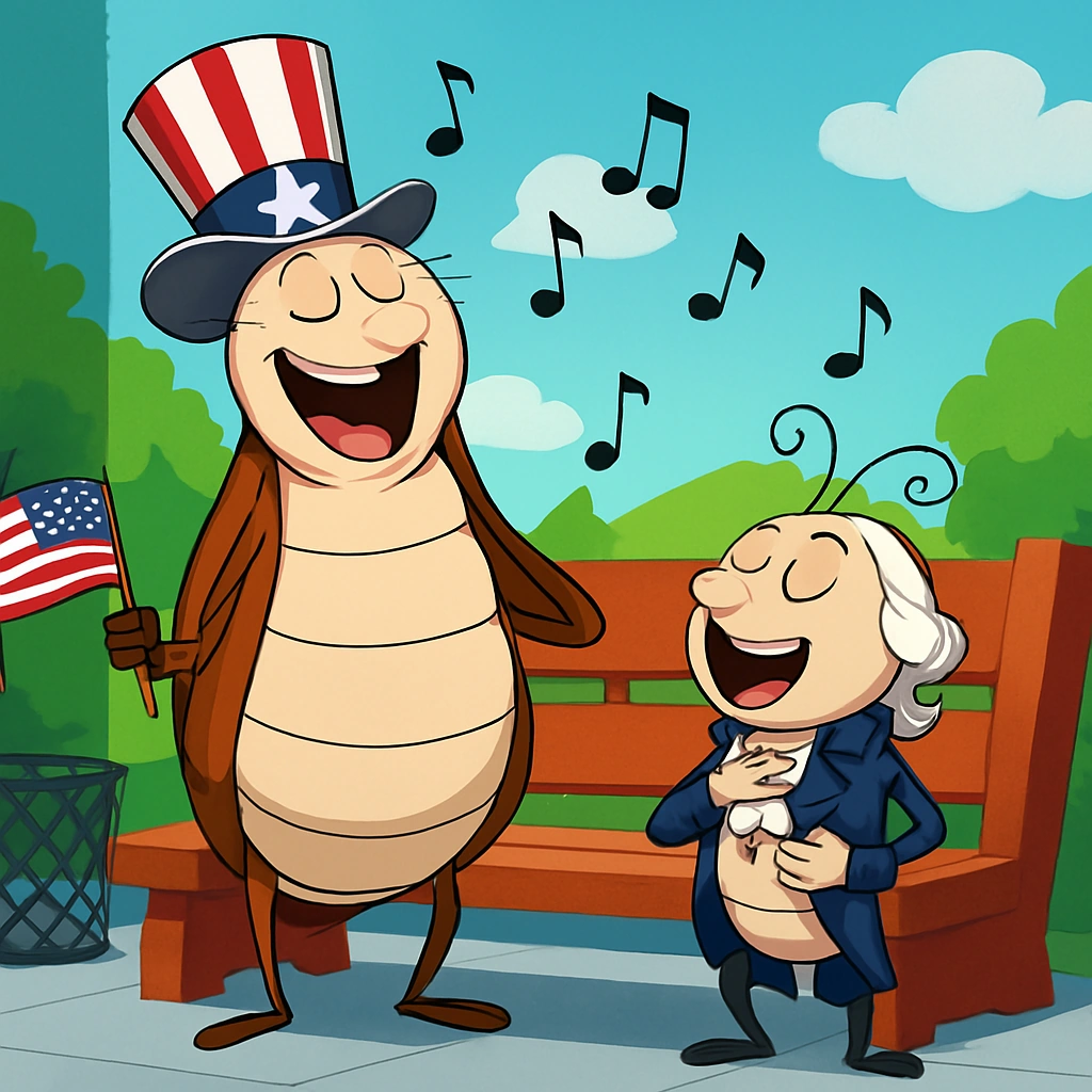 Uncle Sam Rube Roach and George Washington Reg Roach singing God Bless ...