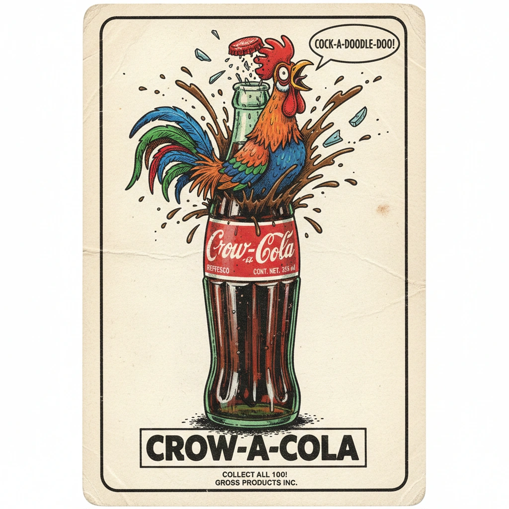 Crow-a-Cola (A parody glass soda bottle of Coca-Cola in Wacky Packages ...