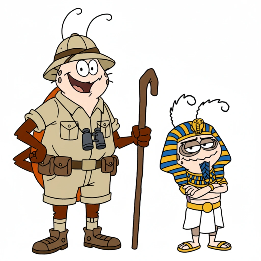 Rube Roach (dressed as safari explorer) and Reg Roach (dressed as King ...