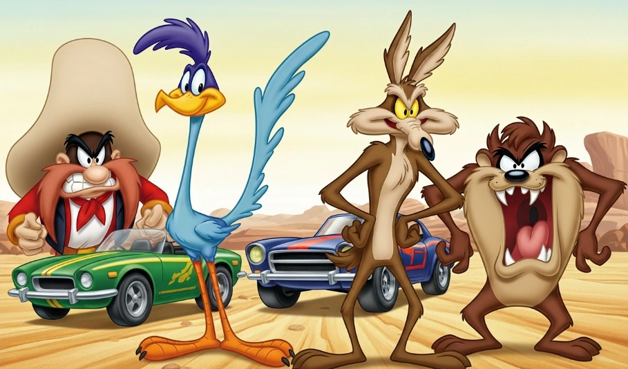 Desert Rallies Team featuring Road Runner, Wile E. Coyote, Taz and ...
