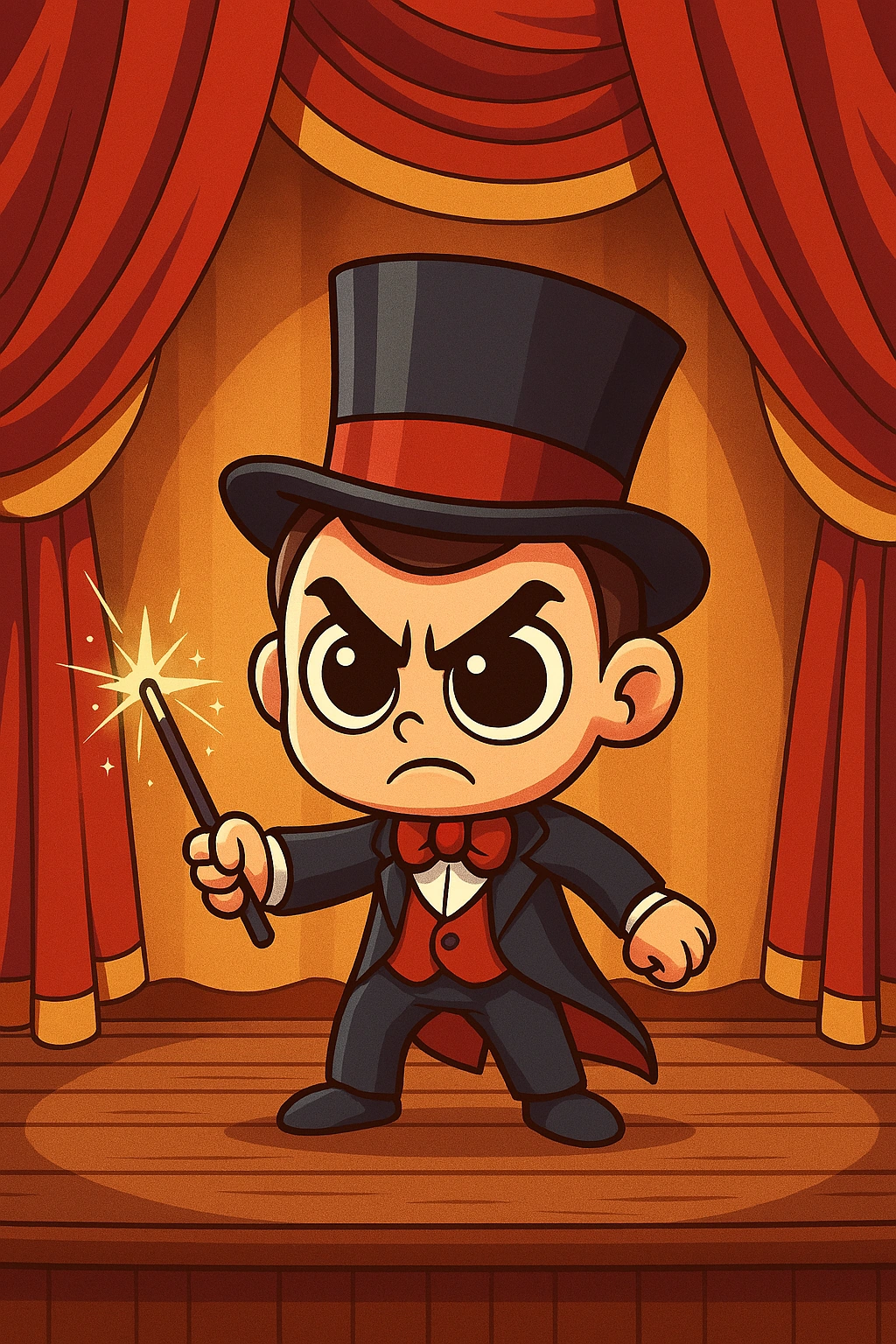 Cartoon angry magician doing a magic trick thing (Copilot AI stuff ...