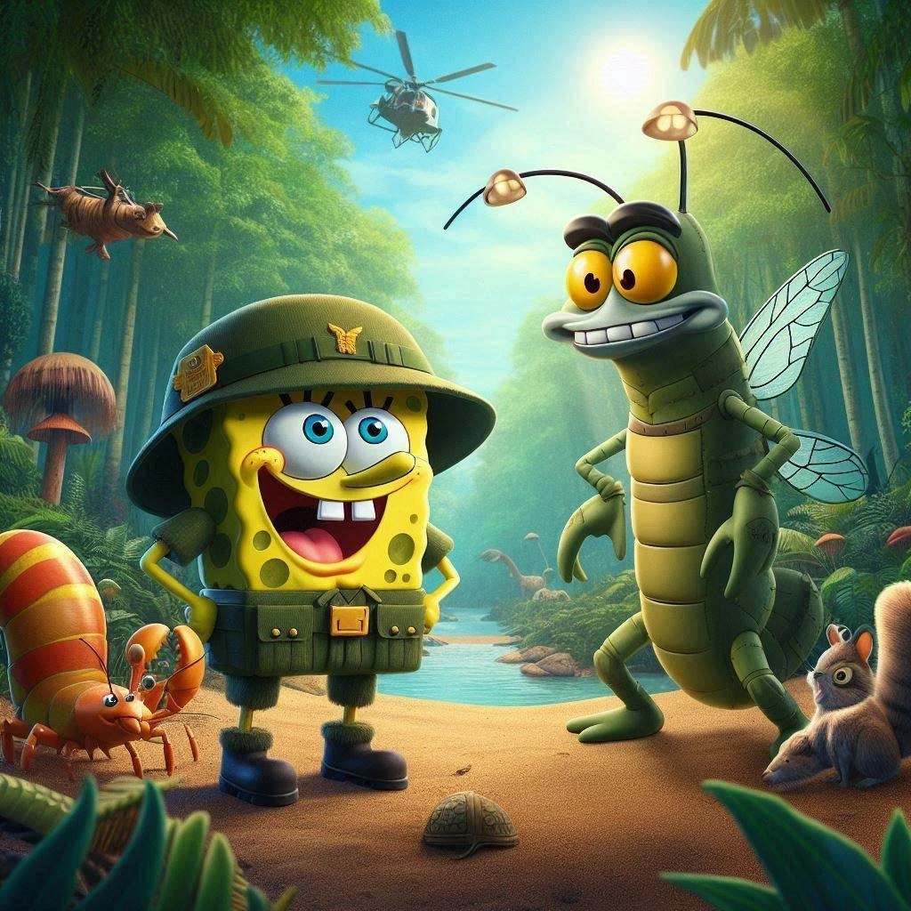 SpongeBob SquarePants and Plankton in the jungle (AI stuff) | Fan art ...