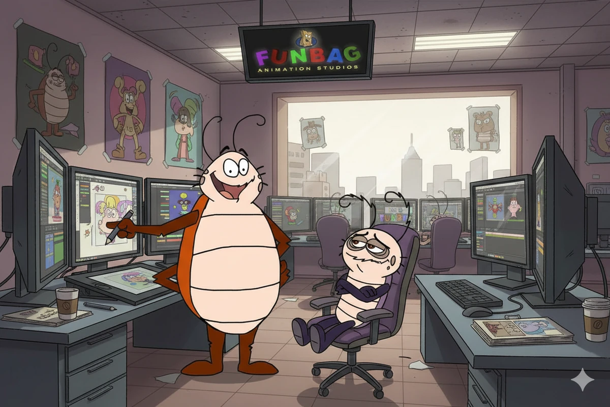 Rube Roach and Reg Roach in the Funbag Animation Studios in Ontario (Gemini) | Fan art Fun Wiki ...