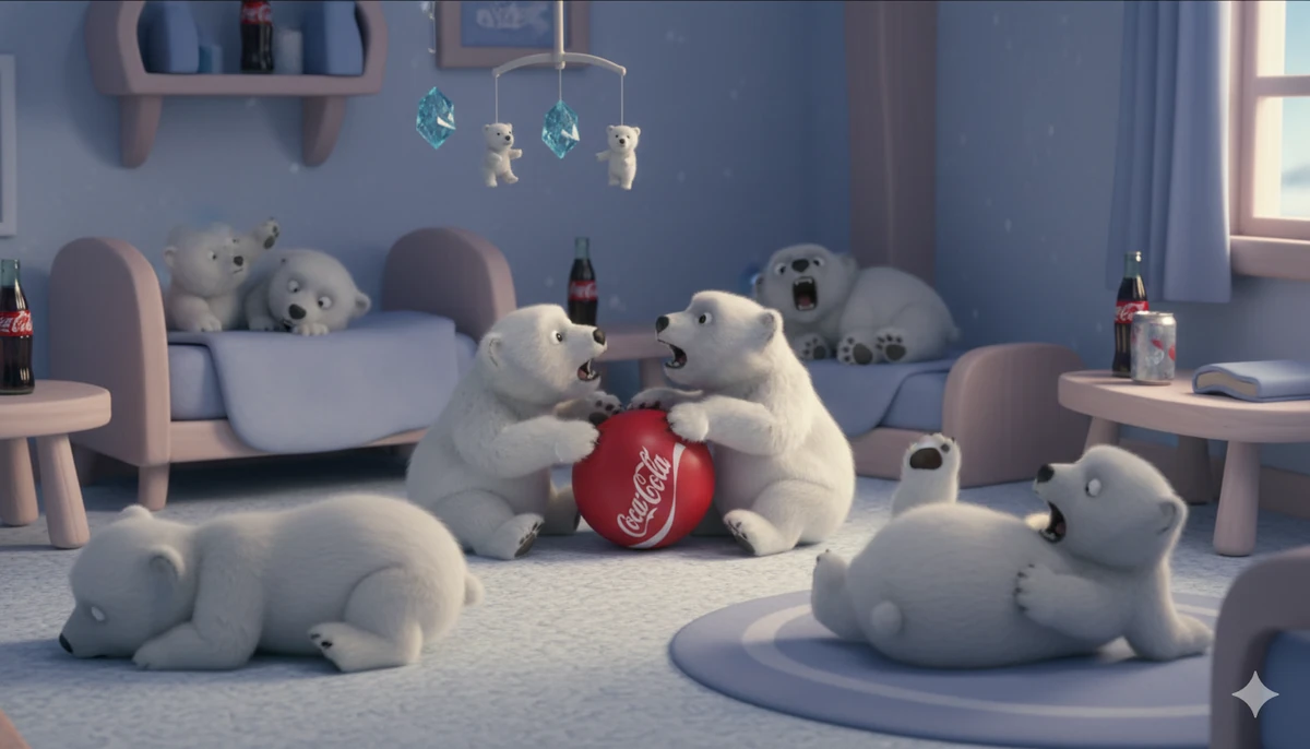 Coca-Cola advertisement - polar bear nursery growl and the cry (Gemini ...