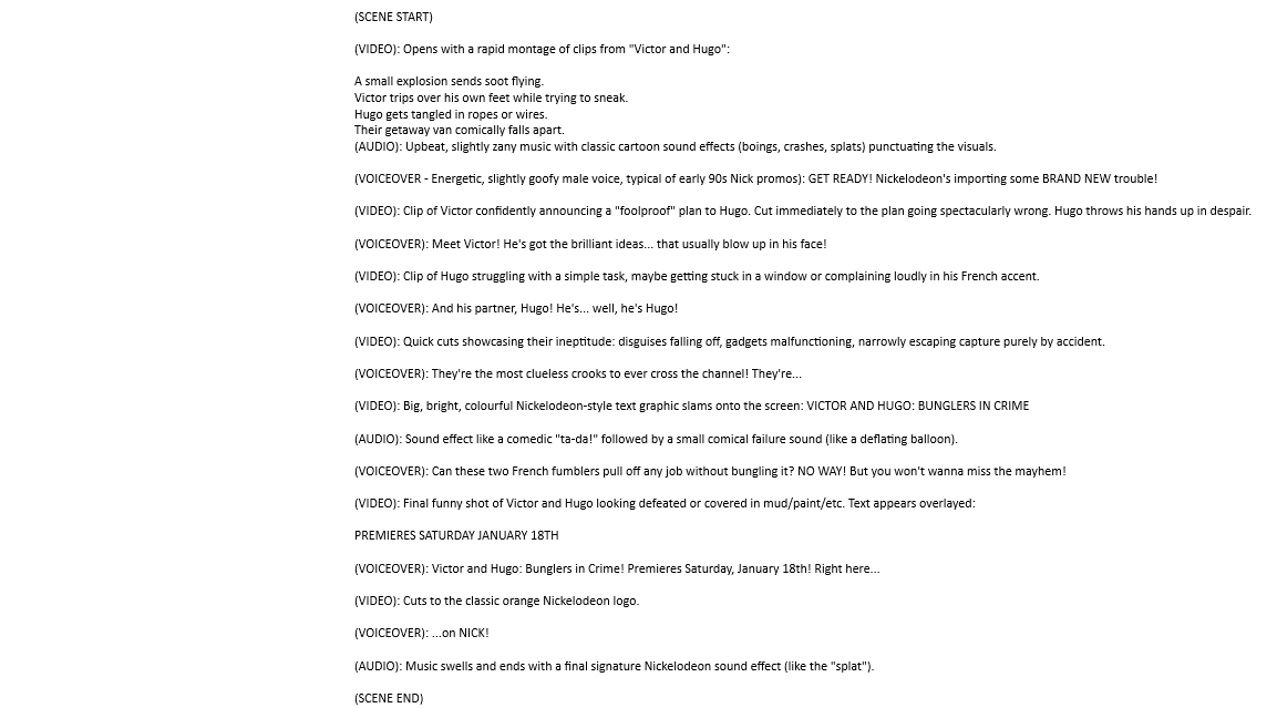 Nickelodeon Promo Script: Victor and Hugo: Bunglers in Crime US ...