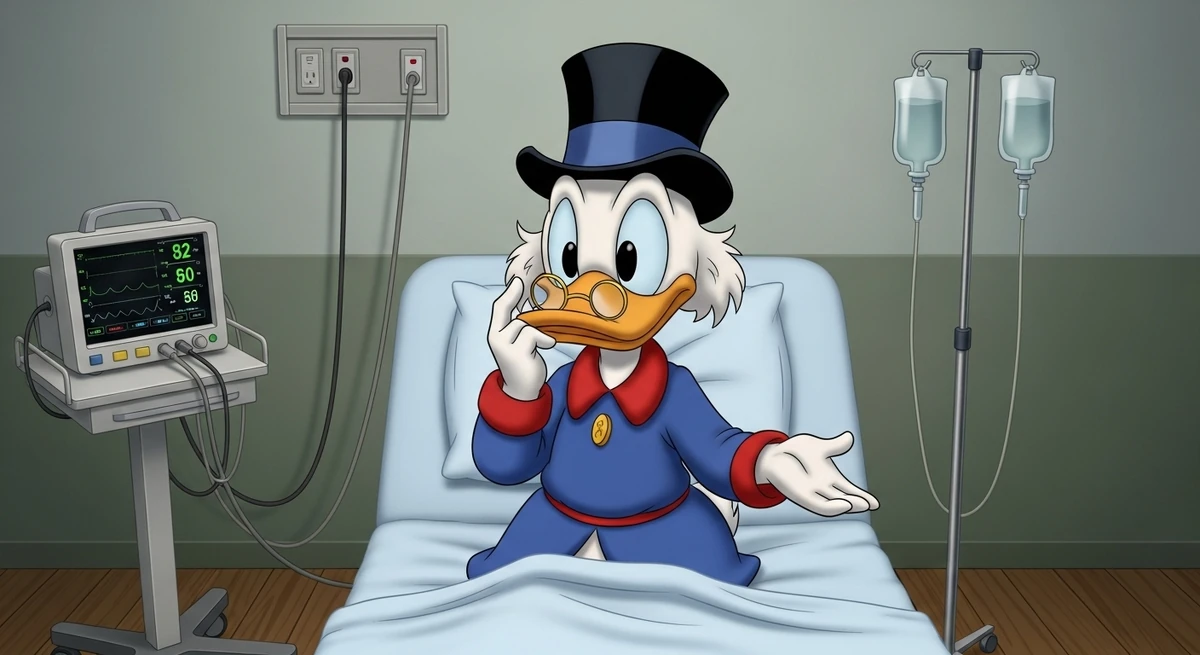 Scrooge McDuck is sitting on the hospital bed by MaxietheFox2005 ...