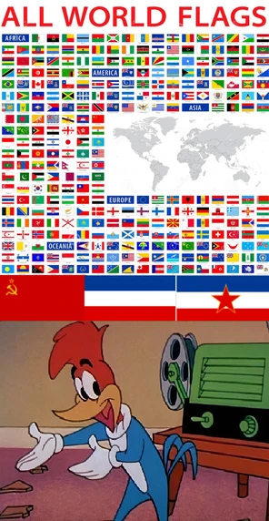 Woody Woodpecker is Happy at The Countries Flags by ...