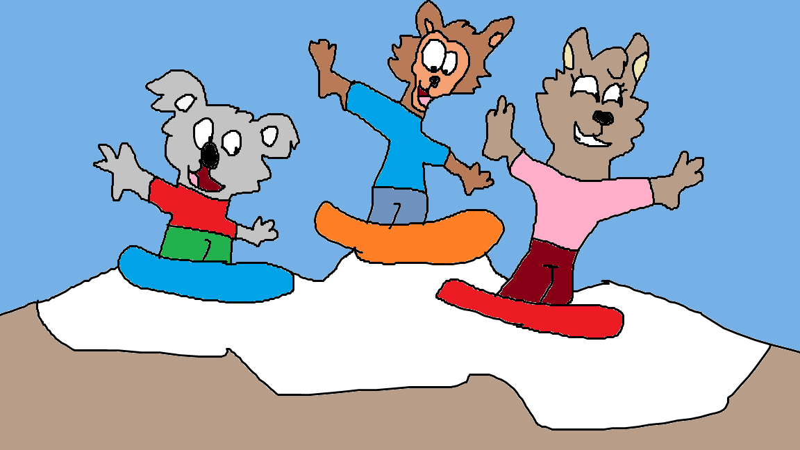 Skippy the Kangaroo, Matilda Roo and Blinky Bill are all sliding on ...