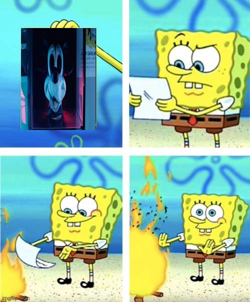 SpongeBob burning Mickey's Mouse Trap by MaxietheFox2005 (DeviantArt ...