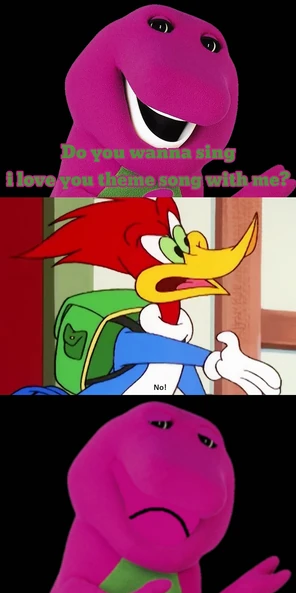 Woody Woodpecker Says No to Barney by MaxietheFox2005 (DeviantArt stuff ...