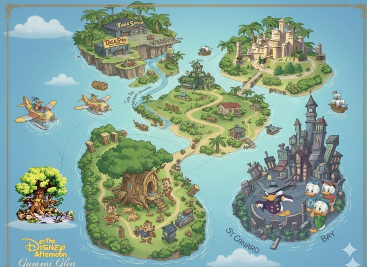 "The Disney Afternoon" Map (another updated) by timmybrisbyfan1925 ...