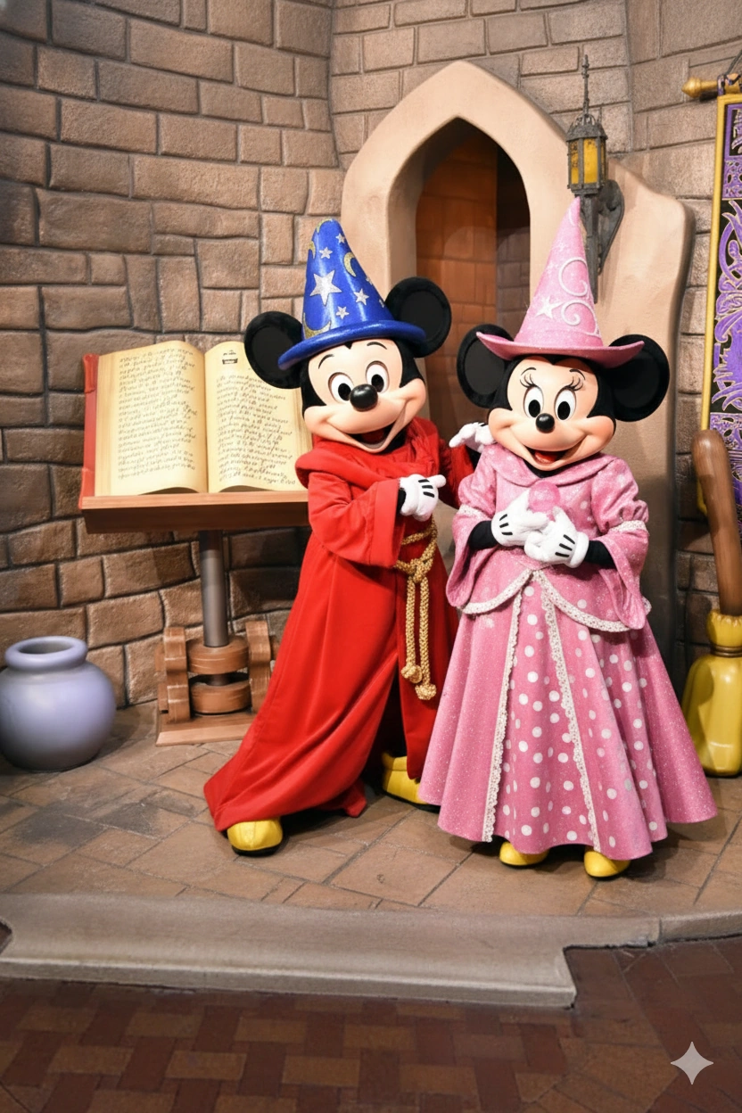 Sorcerer Mickey and Sorceress Minnie in Disneyland (Gemini) | Fan art ...