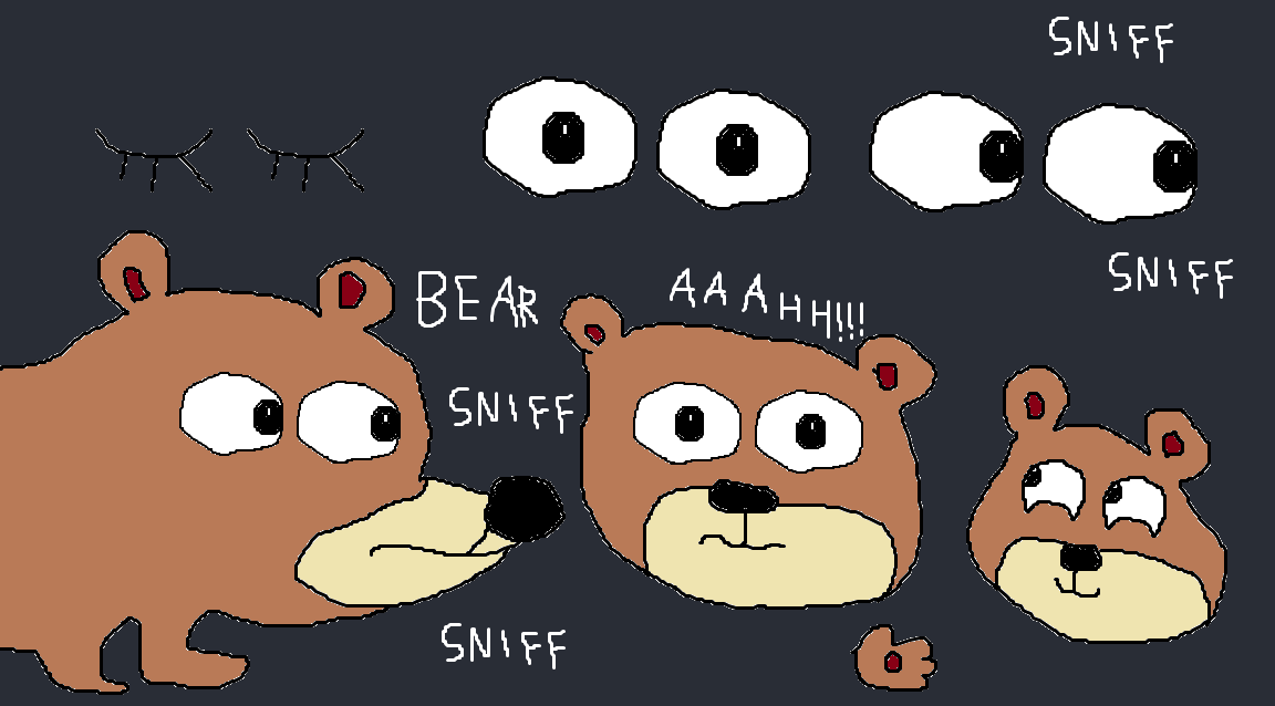 Two round pair of eyes of a big animal slept in hibernating in the ...