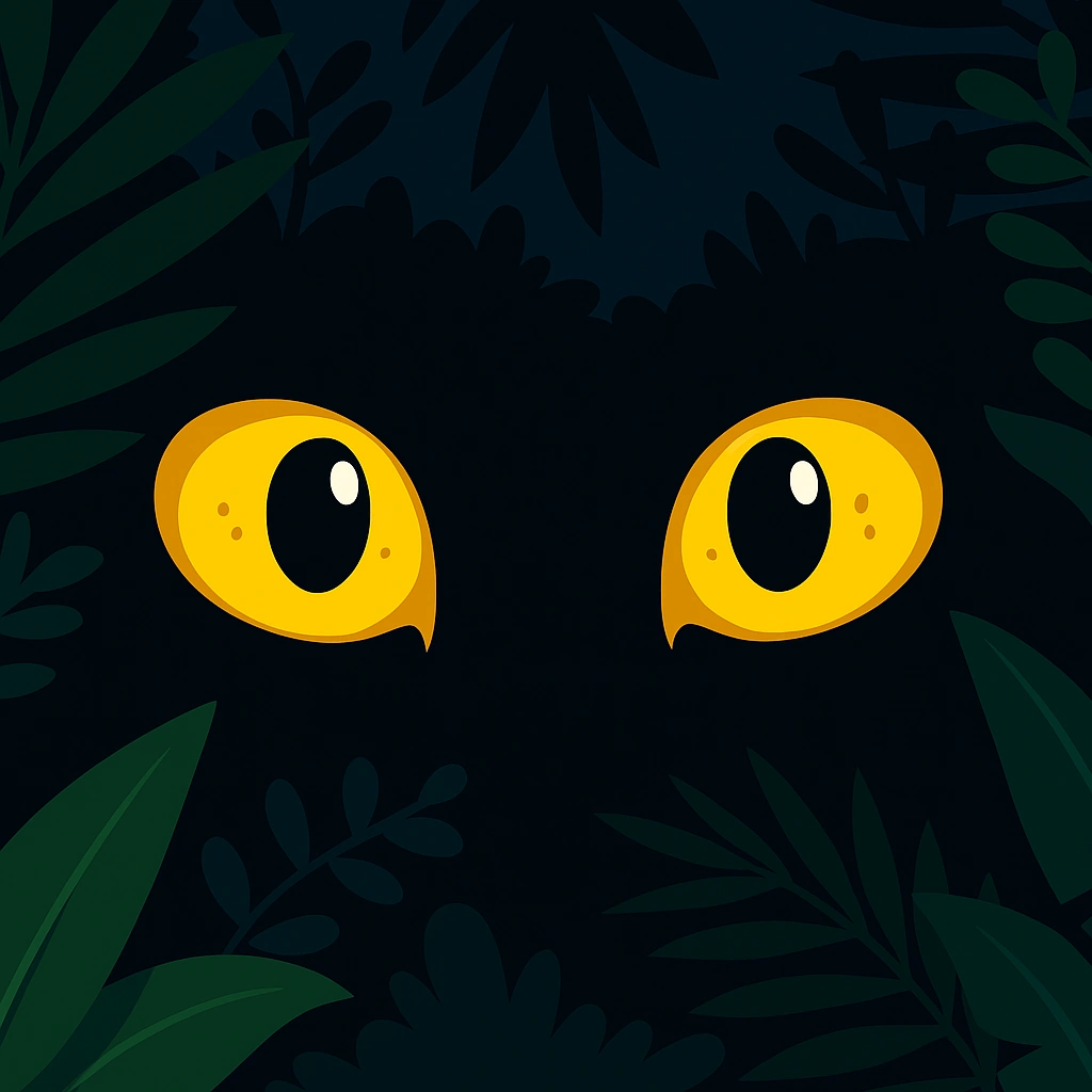 Big leopard eyes in the dark with the jungle background (Copilot AI ...