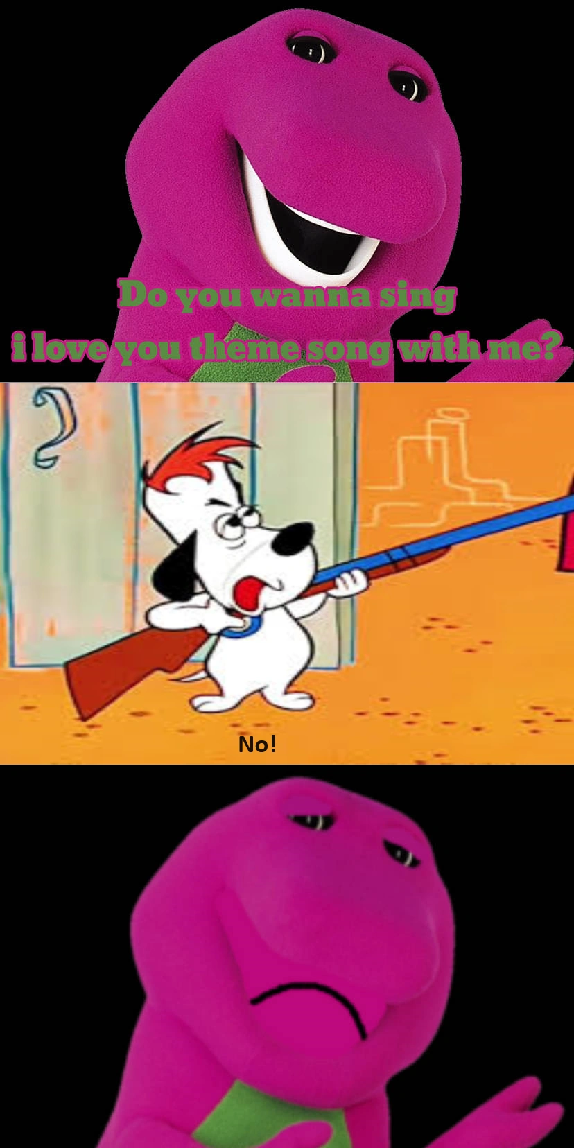 Droopy Dog Says No to Barney by MaxietheFox2005 (DeviantArt stuff ...