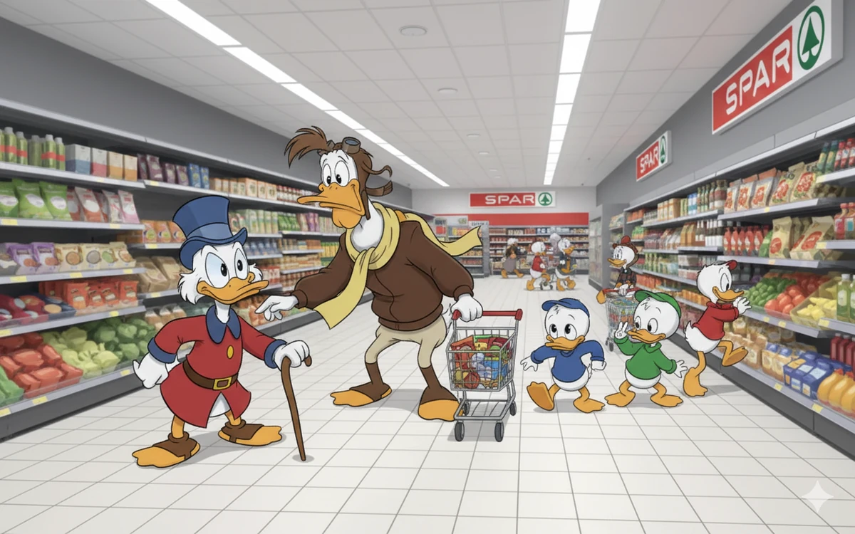 Scrooge McDuck, Launchpad McQuack, Huey, Louie and Dewey (are all in ...
