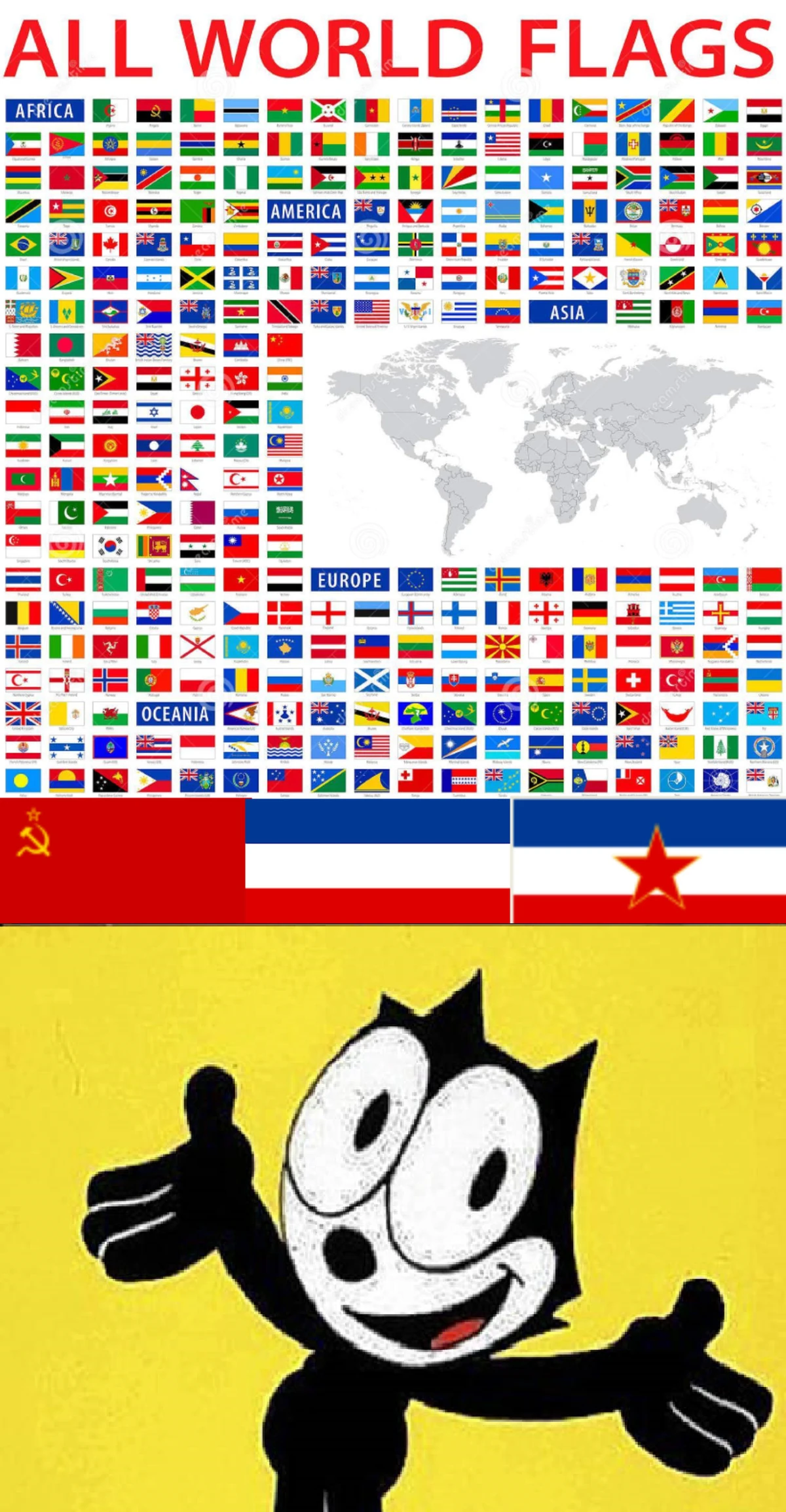 Felix the Cat is Happy at The Countries Flags by joseluislobatohumane ...