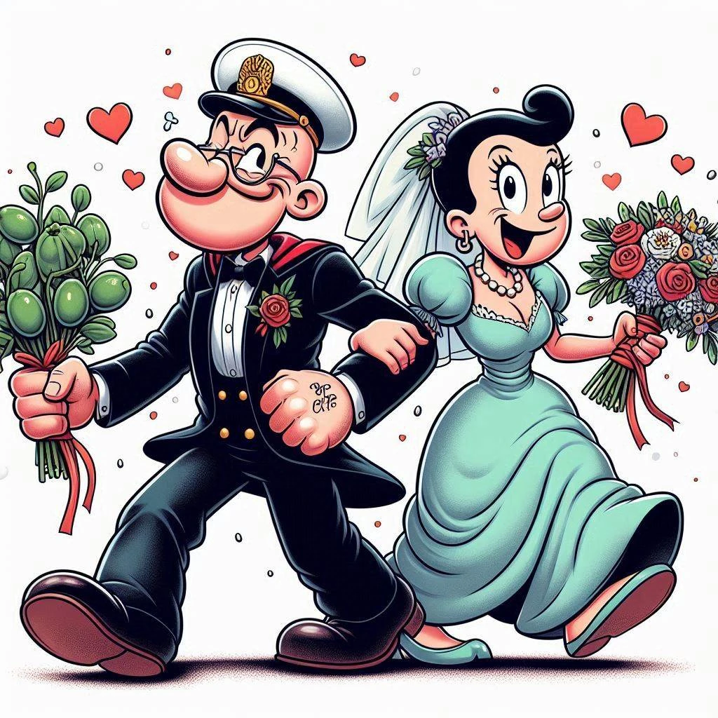Popeye and Olive Oyl wedding (AI stuff) | Fan art Fun Wiki | Fandom