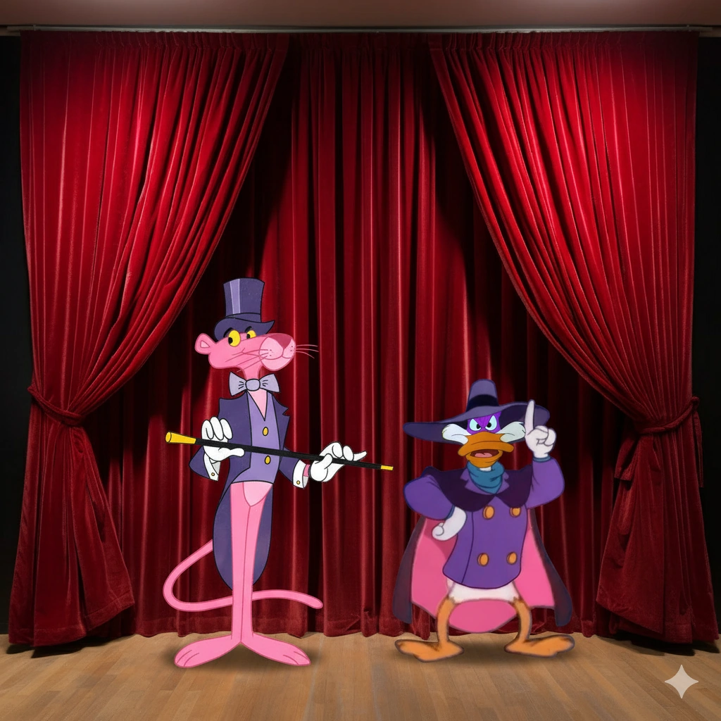 Pink Panther and Darkwing Duck in the magic show (Gemini) | Fan art Fun ...