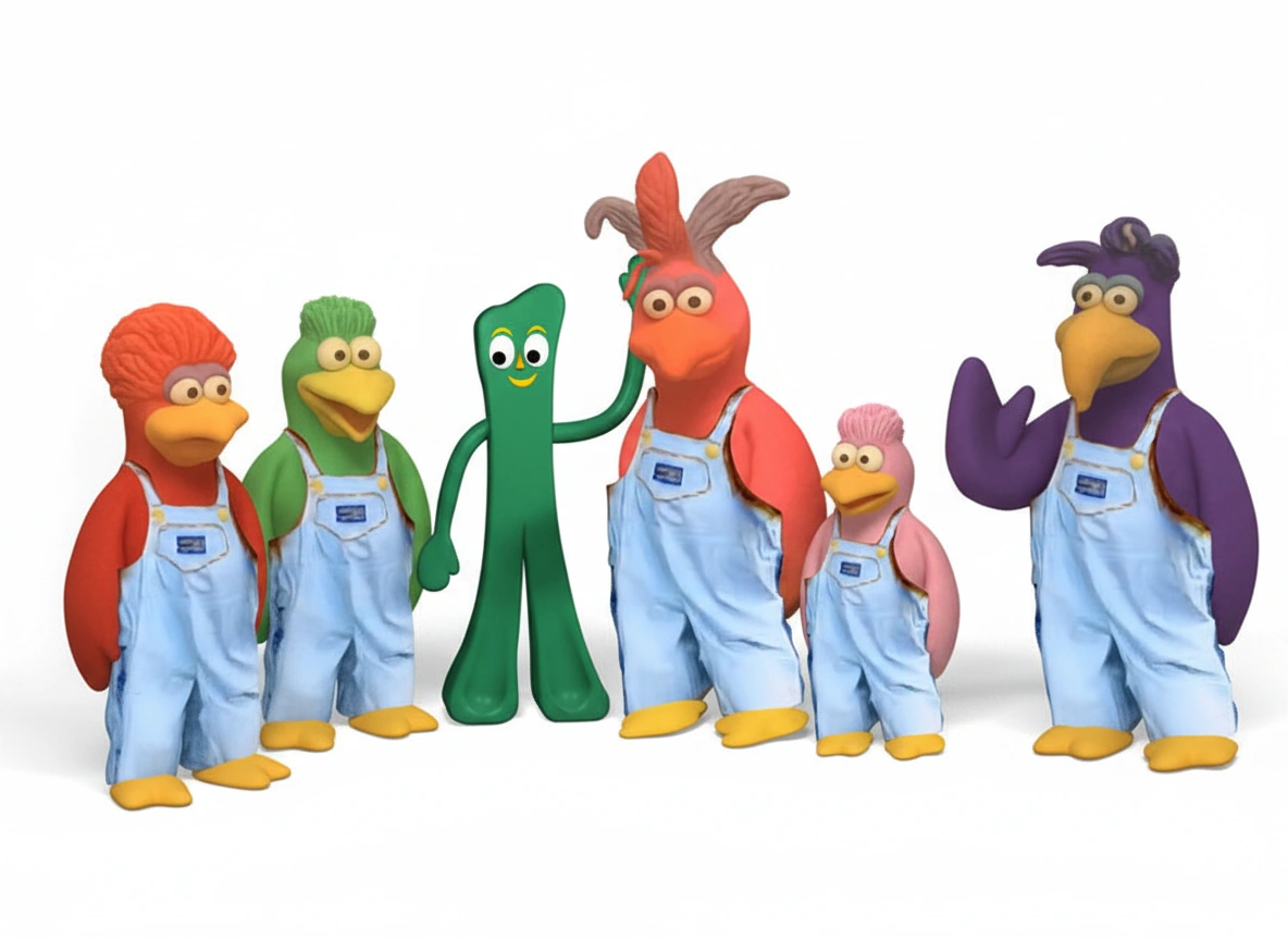 Five muppet birds with Gumby (Gemini) | Fan art Fun Wiki | Fandom