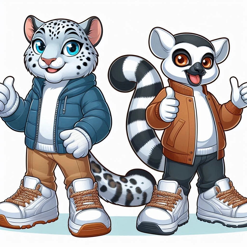 Cartoon snow leopard character and a lemur character (AI stuff) | Fan ...