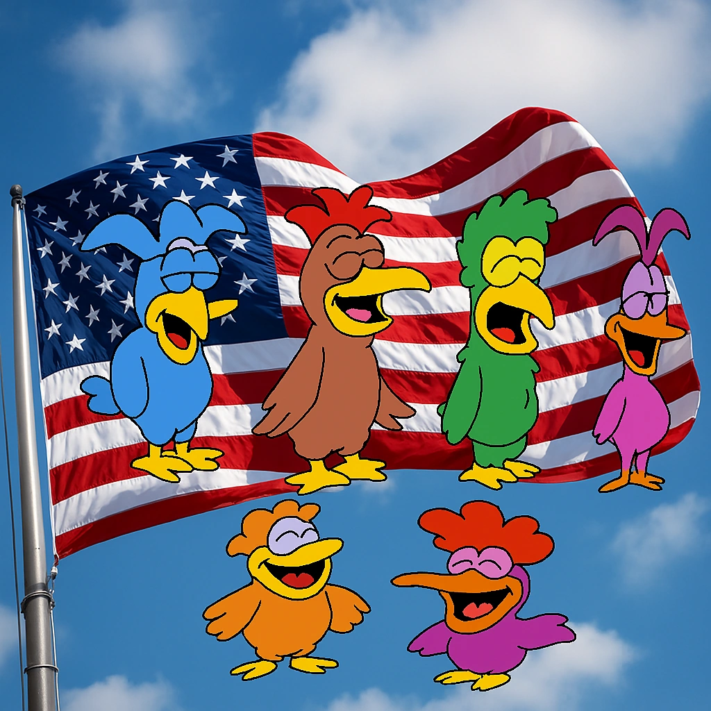 The Muppet Birds singing National Anthem with the Flag (Copilot AI ...